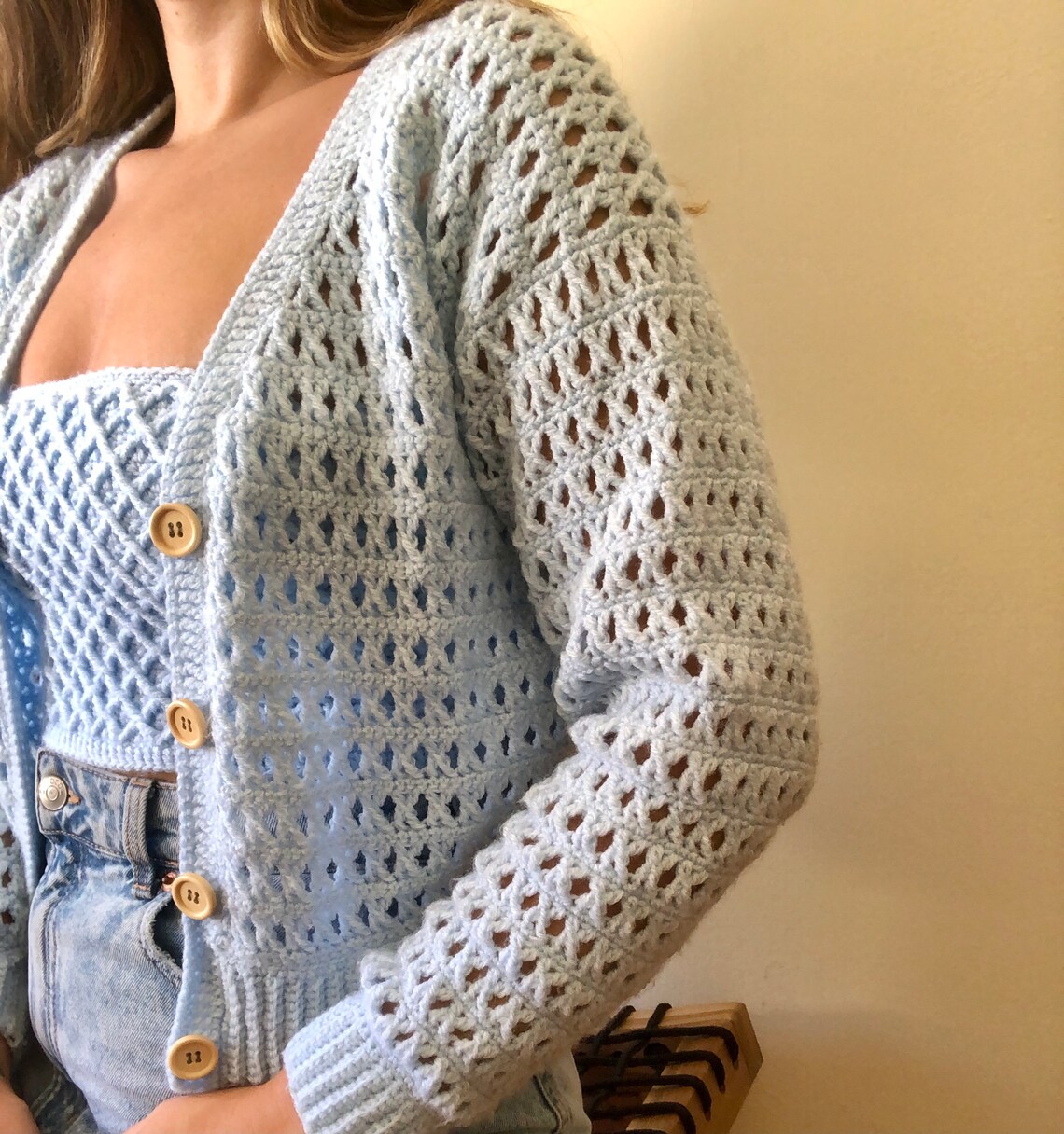 Knit Cropped Cardigan Blue Crop Jacket Cardigan With - Etsy