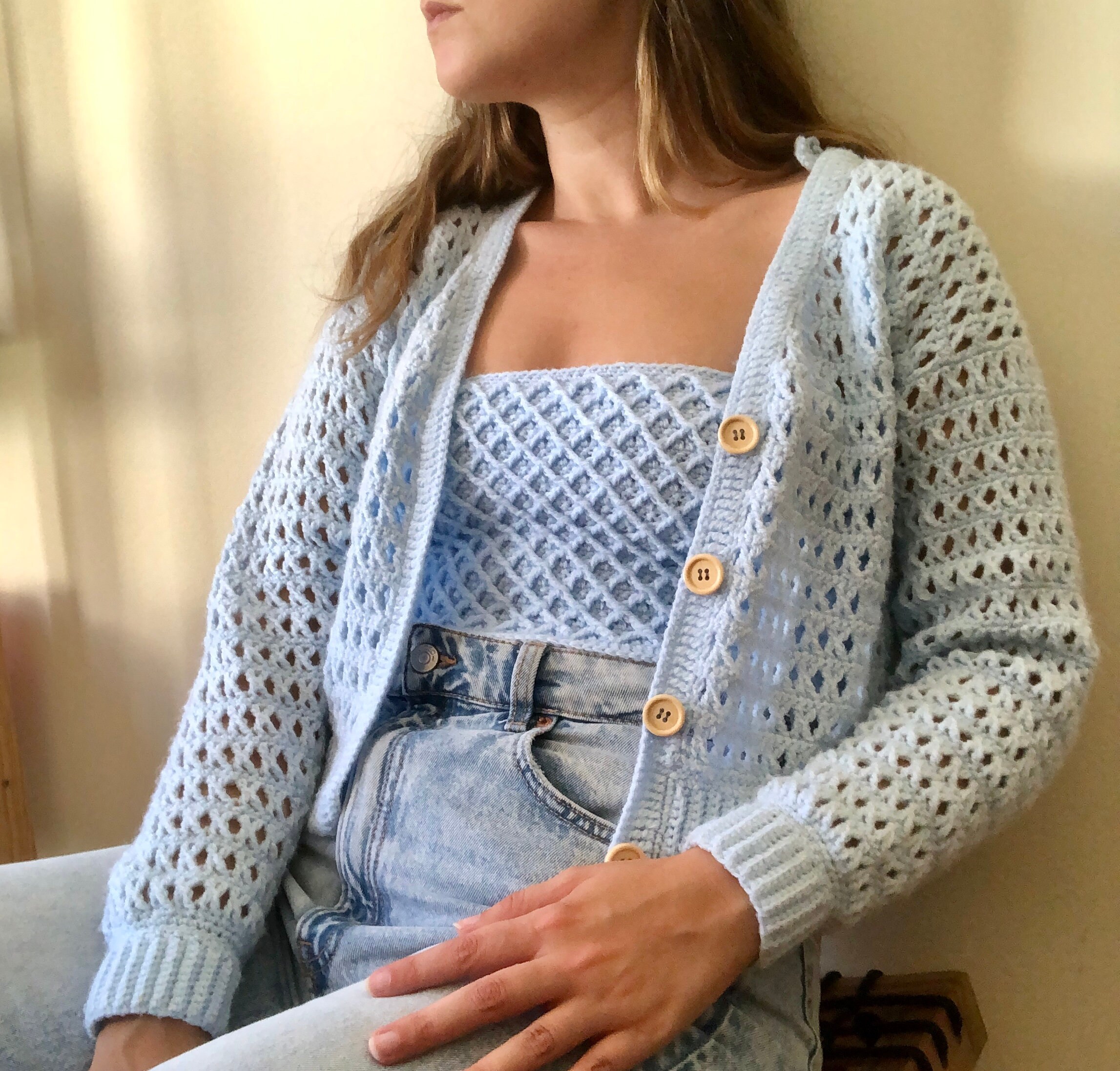 Knit Cropped Cardigan Blue Crop Jacket Cardigan With - Etsy