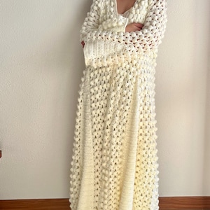 Floor Length Crochet Robe, Maria Callas Cardigan, Retro Cardigan ...