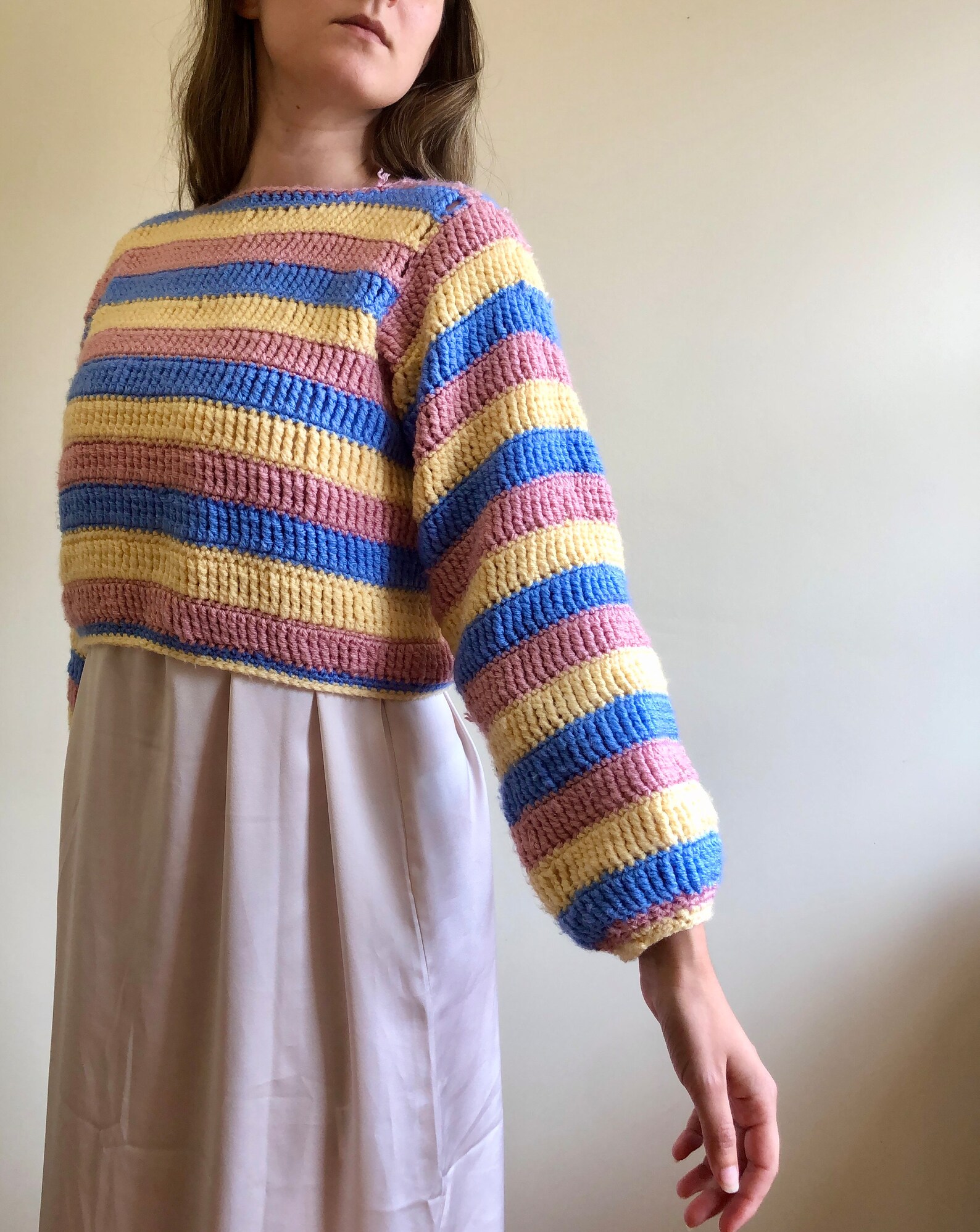 Puff Sleeve Sweater Hand Knitted Sweaters Balloon Sleeves - Etsy