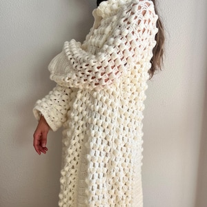 Floor Length Crochet Robe, Maria Callas Cardigan, Retro Cardigan ...