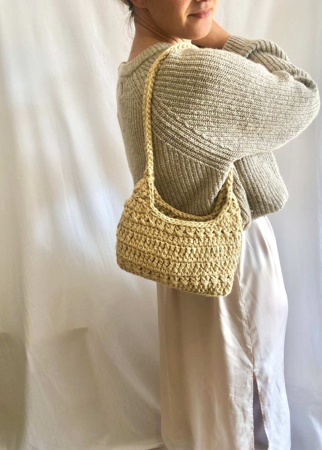 Small Crossbody Bag, Shoulder Bag, Beige Purse, Crochet Bag, Y2k ...