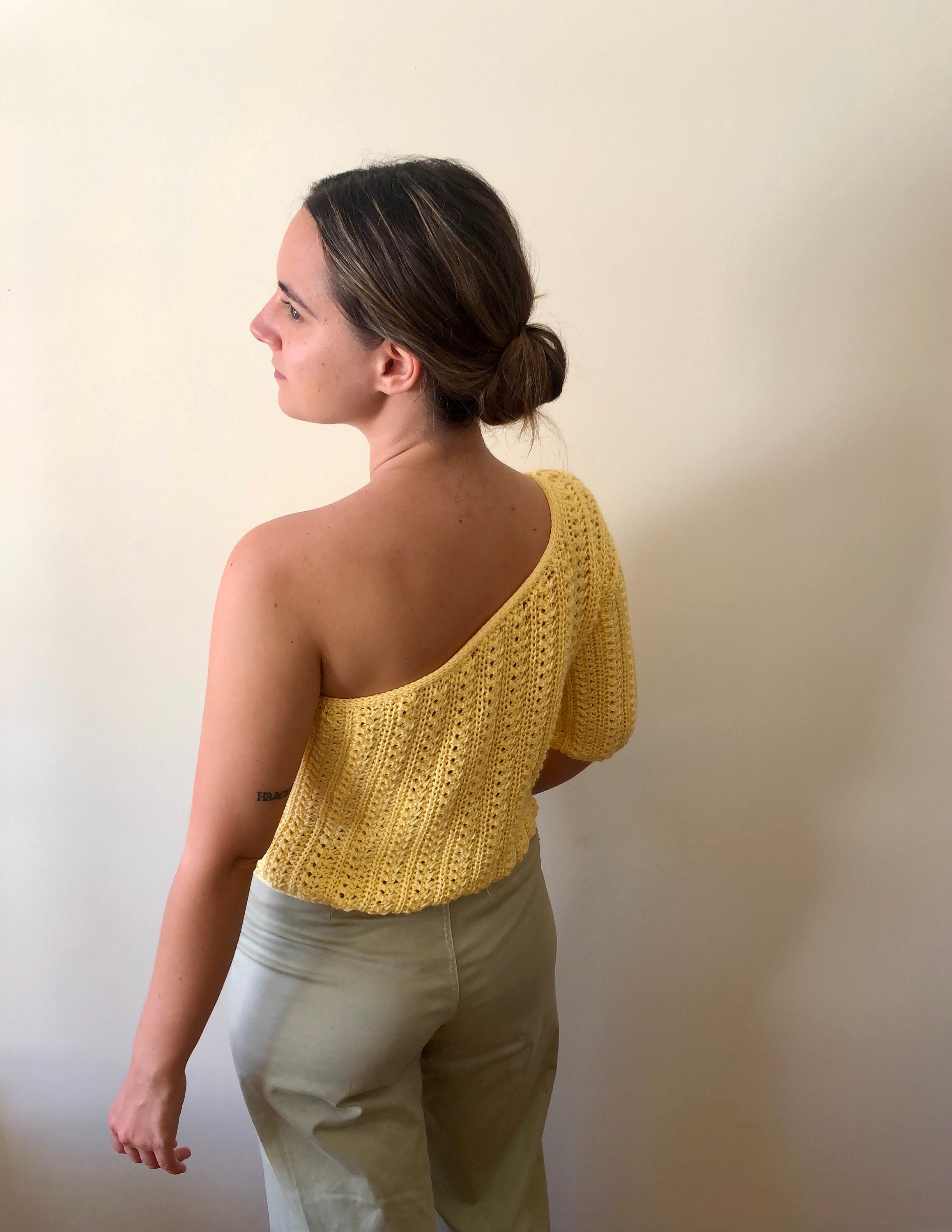 One Sleeve Shirt Yellow Light Sweater Lace Sweater off - Etsy