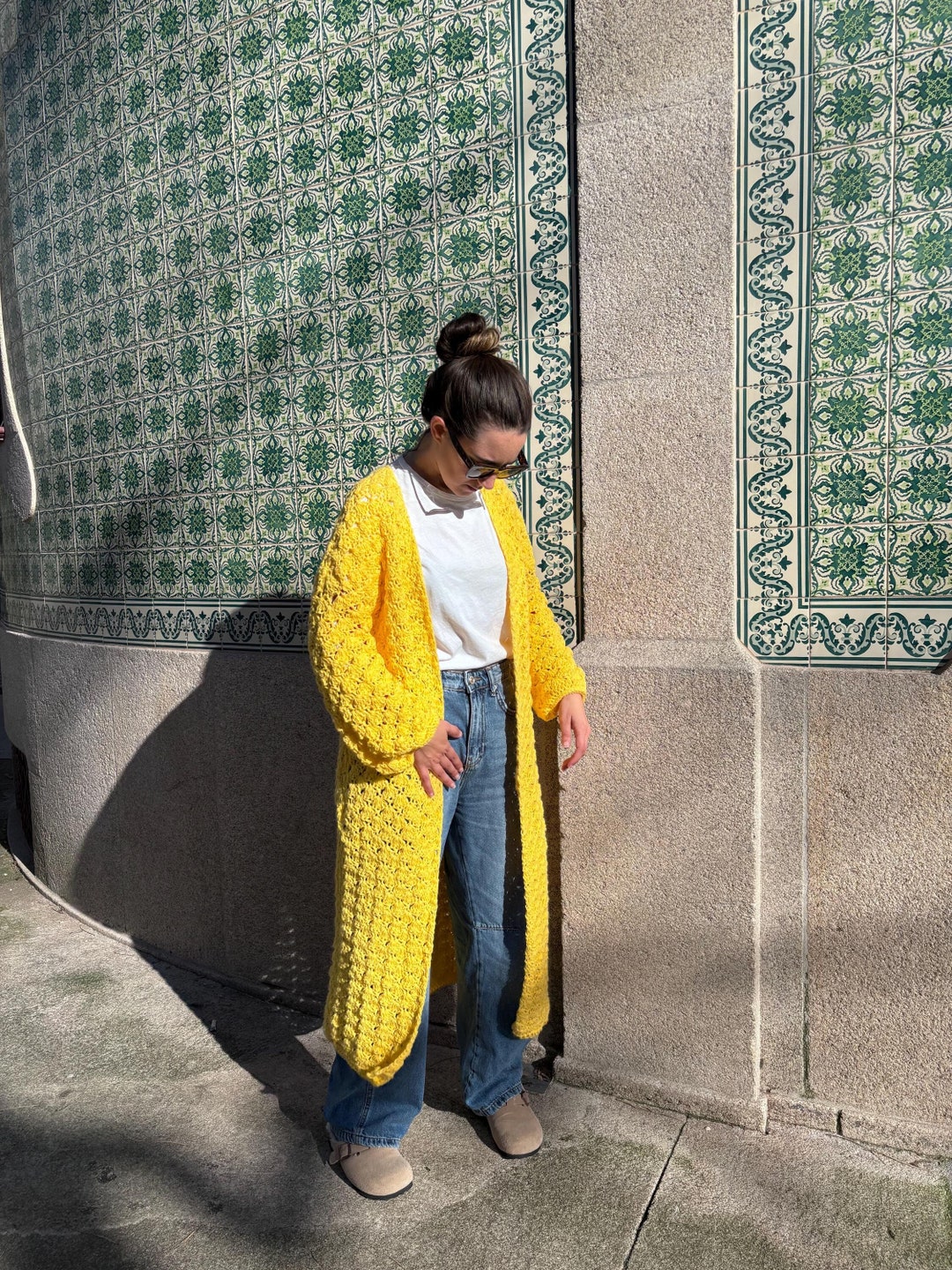 Long Crochet Cardigan, Ankle Length Cardigan, Handmade Wool Cardigan ...