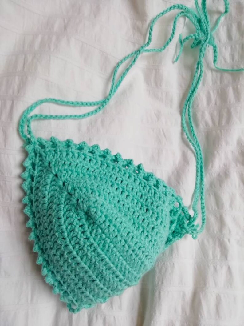 Adjustable Bikini Crochet Top Tie Back Bikini Top Swimwear | Etsy