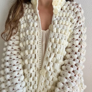 Floor Length Crochet Robe, Maria Callas Cardigan, Retro Cardigan ...