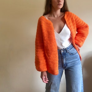 Orange Cardigan, Orange Sweater, Oversize Cardigan, Fall Cardigan ...