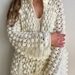 Floor Length Crochet Robe, Maria Callas Cardigan, Retro Cardigan ...