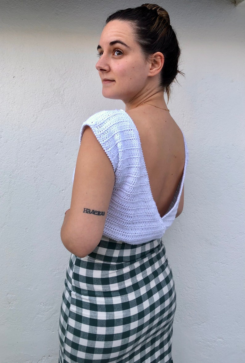 Low Back Top, Yellow Blouse, Crochet Top, Backless Top, Open Back Shirt ...