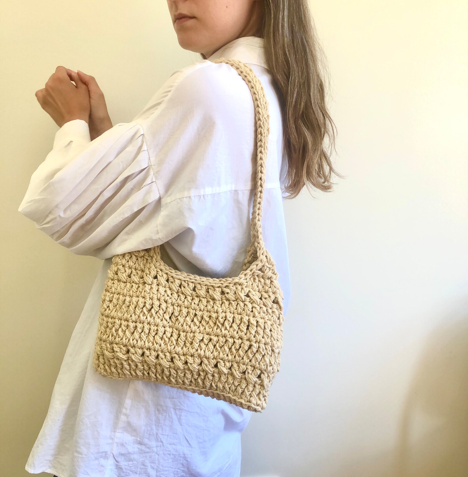 Small Crossbody Bag, Shoulder Bag, Beige Purse, Crochet Bag, Y2k ...