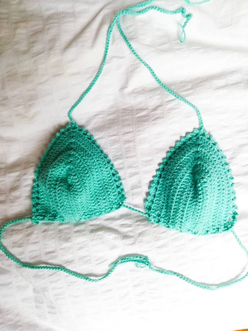 Adjustable Bikini Crochet Top Tie Back Bikini Top Swimwear | Etsy