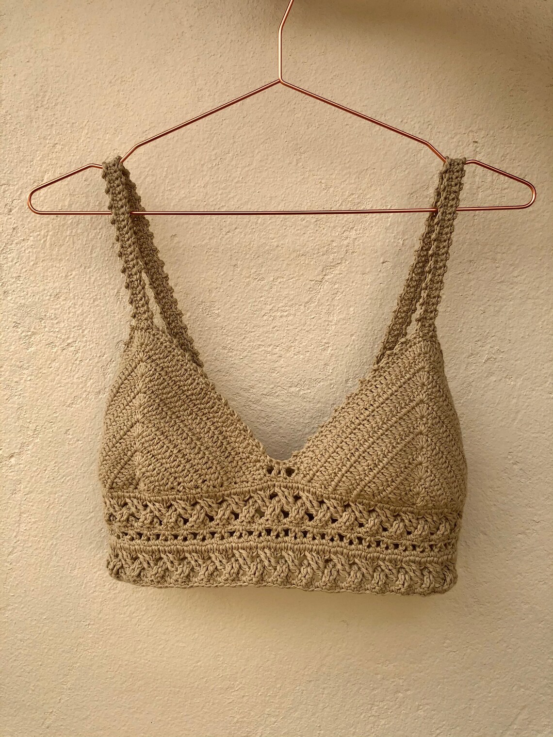 Boho Crop Top Bralette Top Beige Crochet Top Crochet Cotton | Etsy