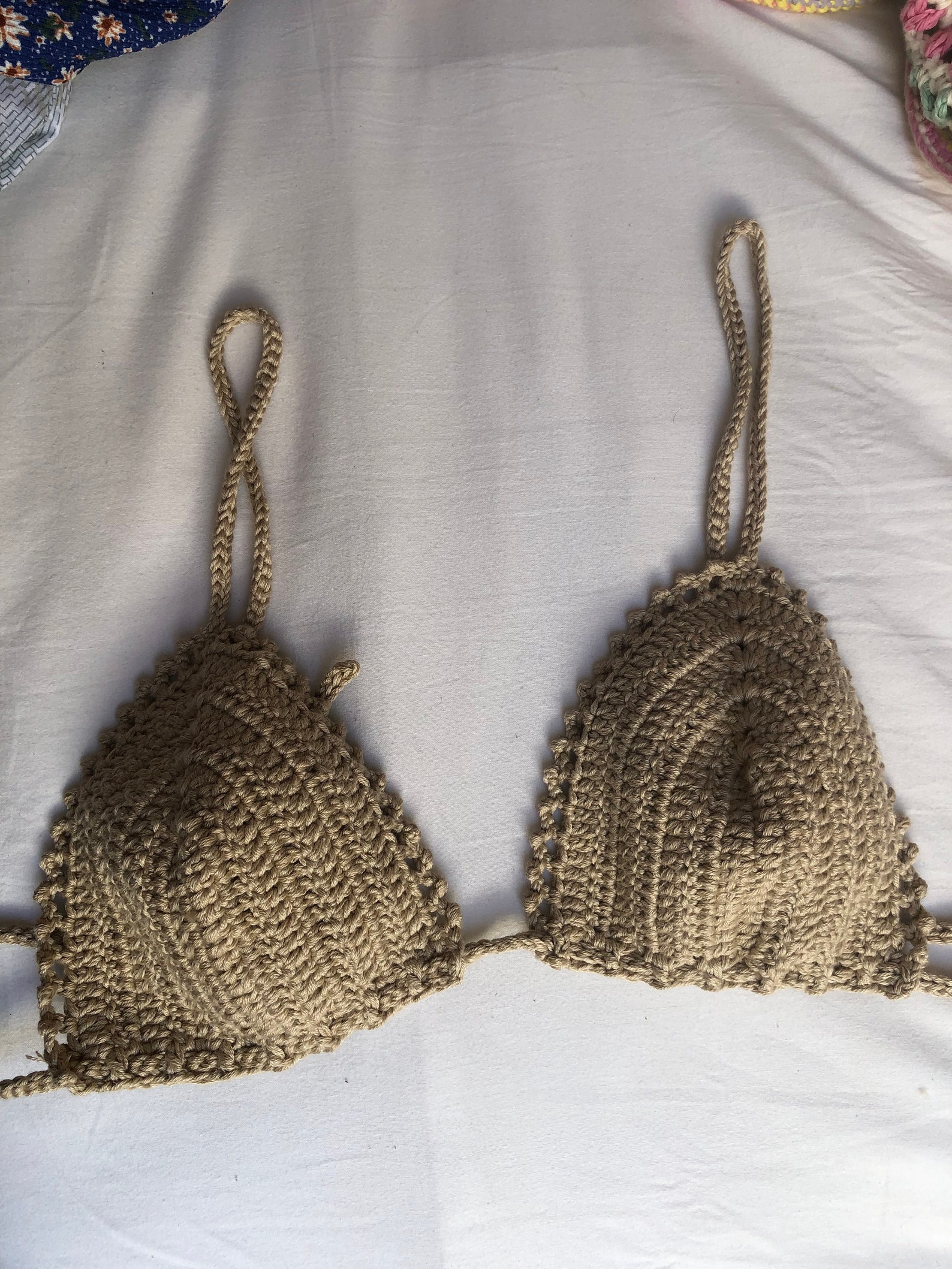 Adjustable Bikini Crochet Top Tie Back Bikini Top Swimwear - Etsy