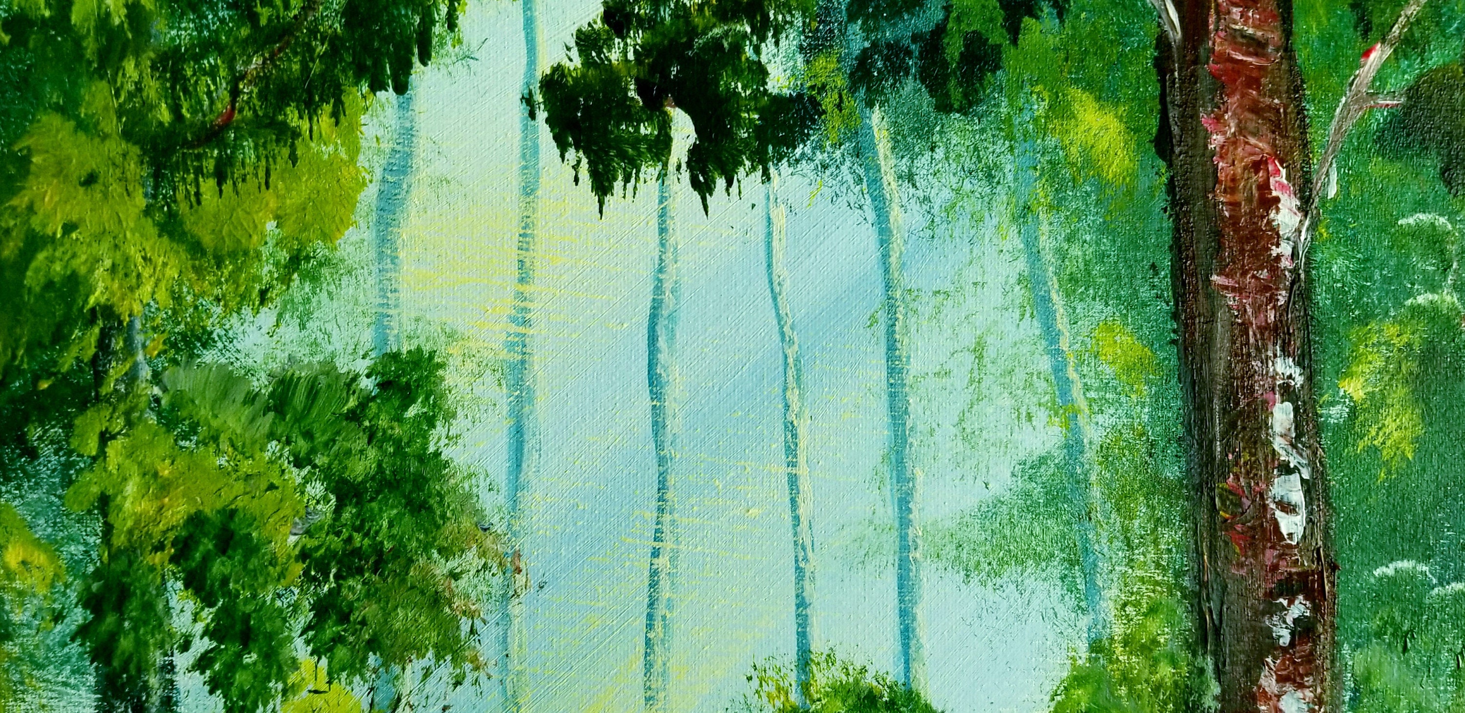 Landscape Painting/green Tree Original Art/forest Acrylic - Etsy