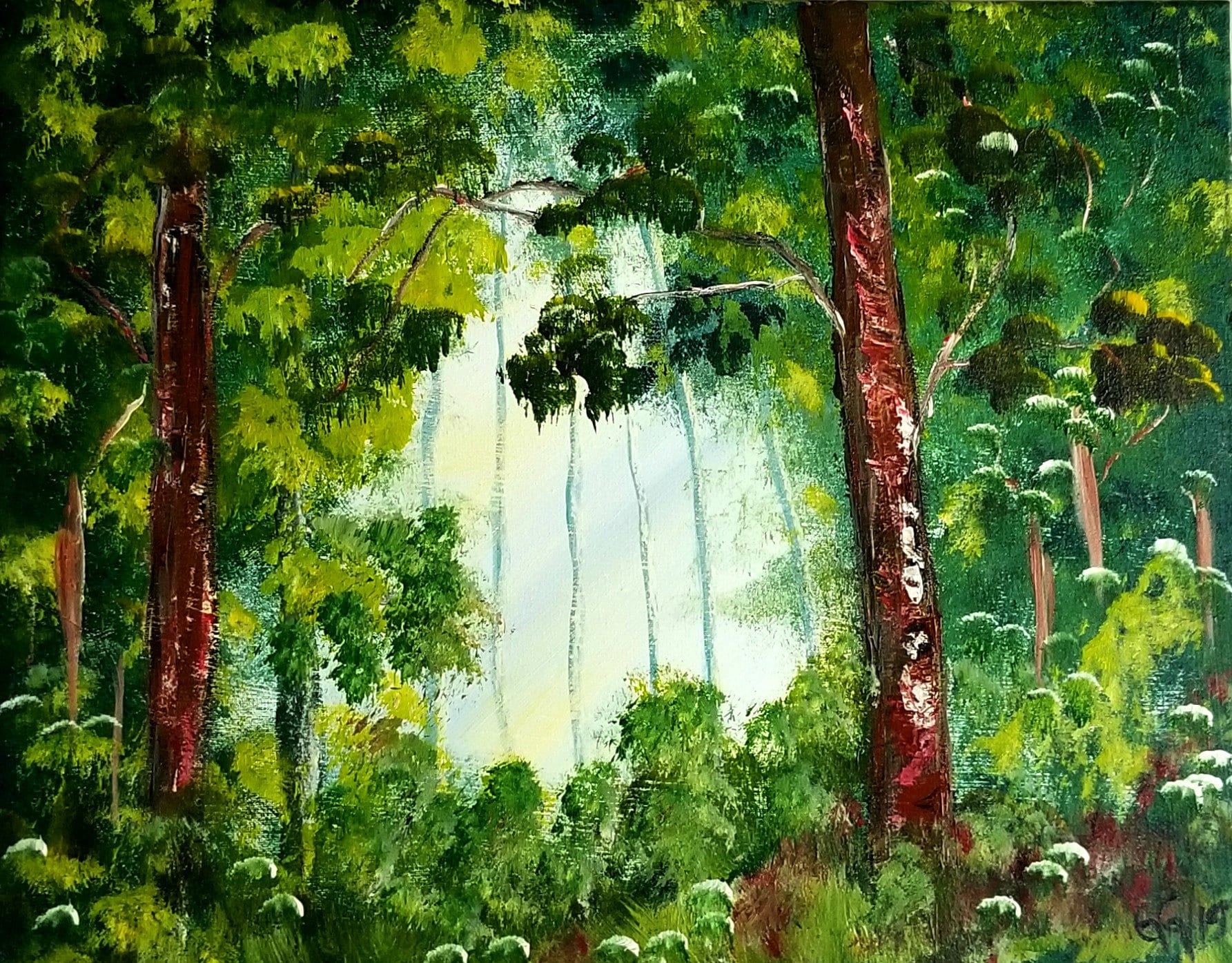 Landscape Painting/green Tree Original Art/forest Acrylic - Etsy
