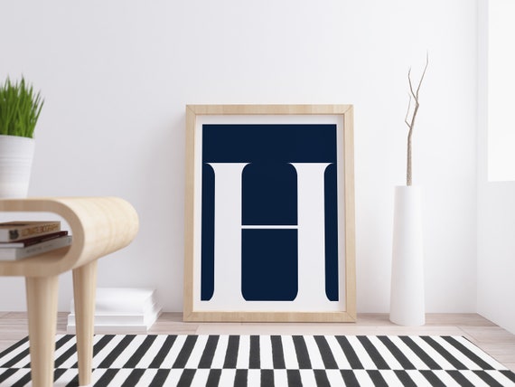 Letter h Printable Initial Art Poster - Etsy