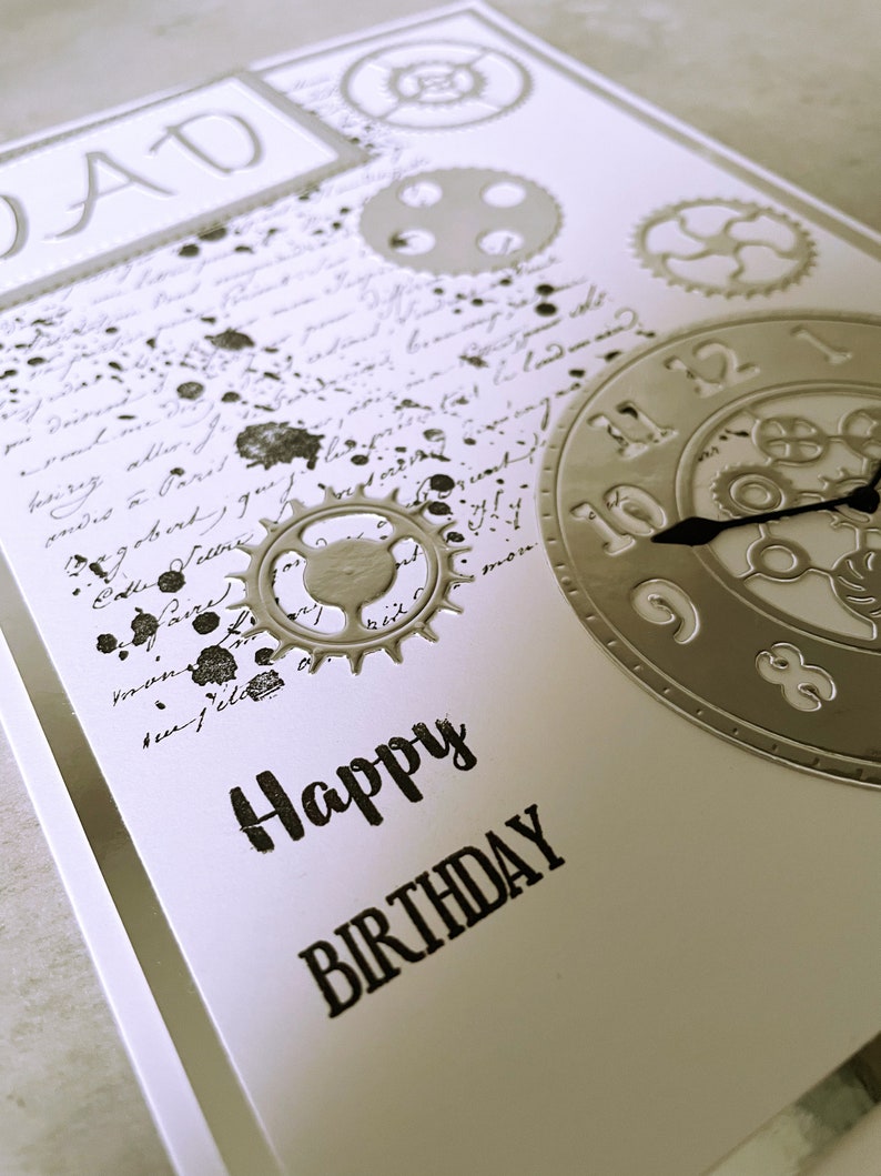 Clock and Cogs Birthday Card Personalised and Handmade UK - Etsy