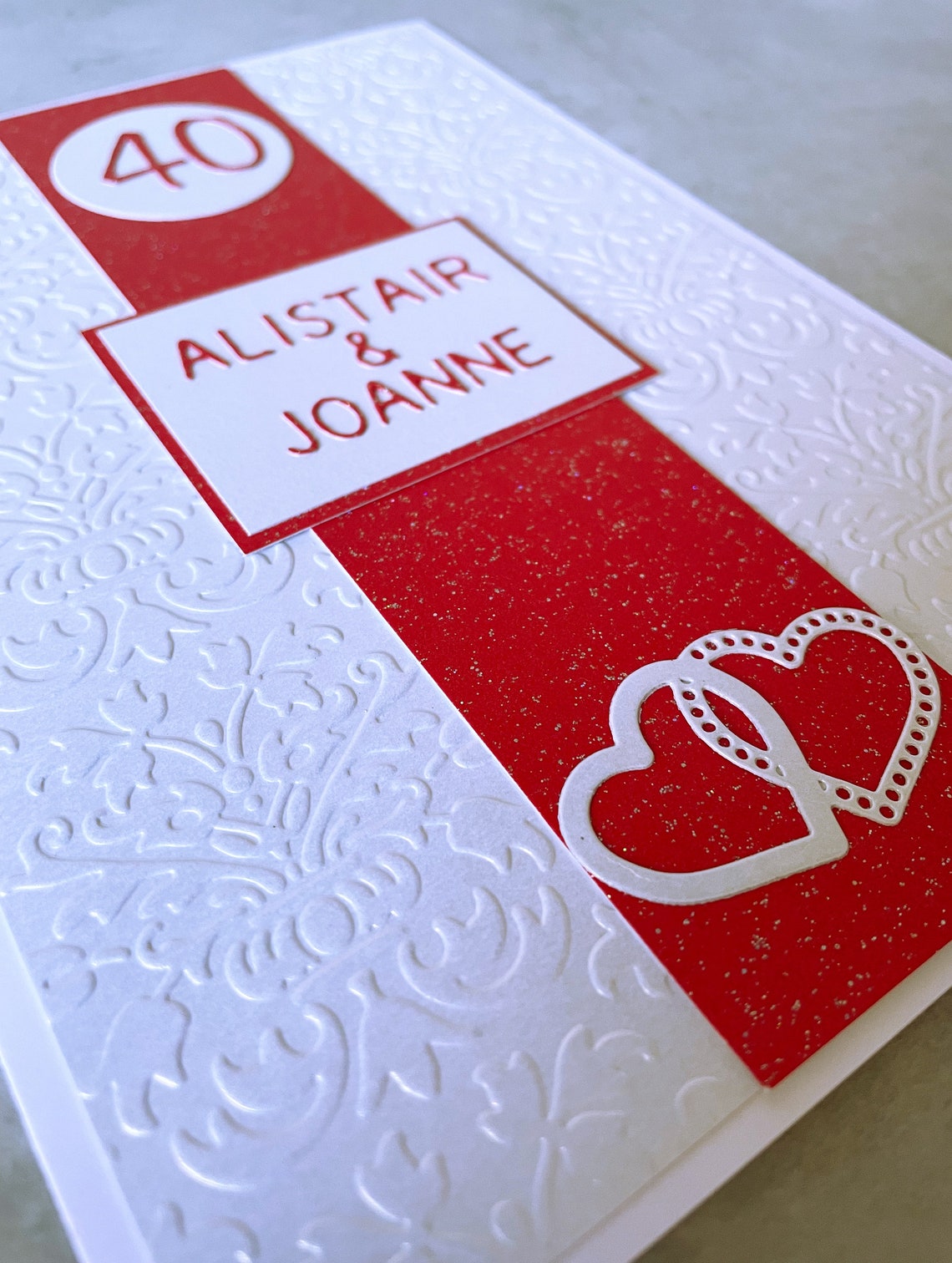 Ruby Wedding Anniversary Card Personalised Handmade 40th - Etsy UK