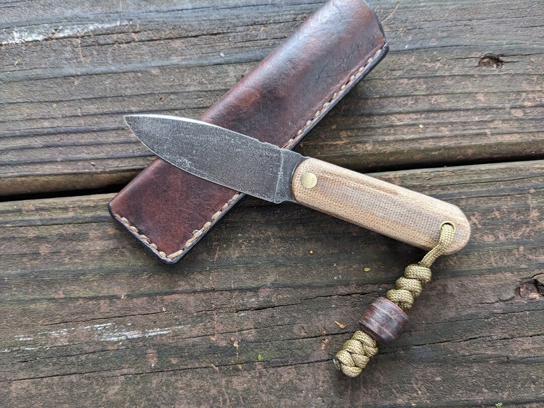 Stuhb Fixed Blade Pocket Knife With Hand Stitched, Custom Leather ...