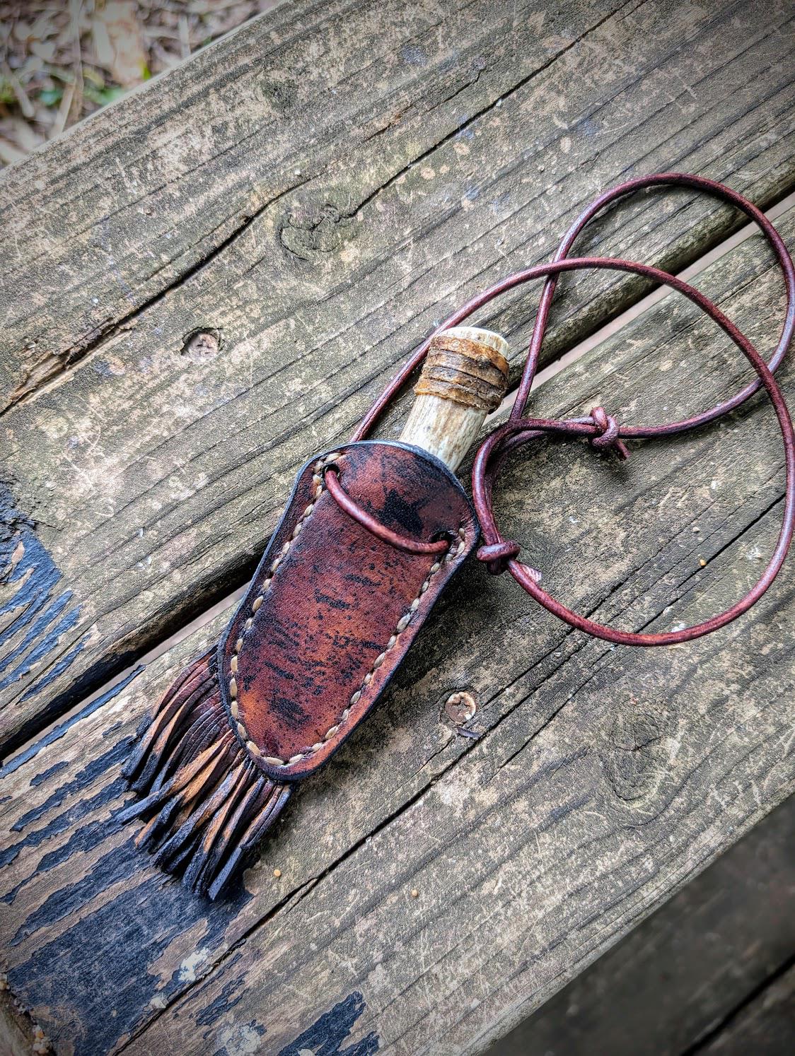 Patch Knife / Neck Knife Frontier Style With Antler and Leather - Etsy