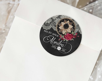 Red Charro Quinceanera Party Favors, Red Quinceanera Stickers, Red ...