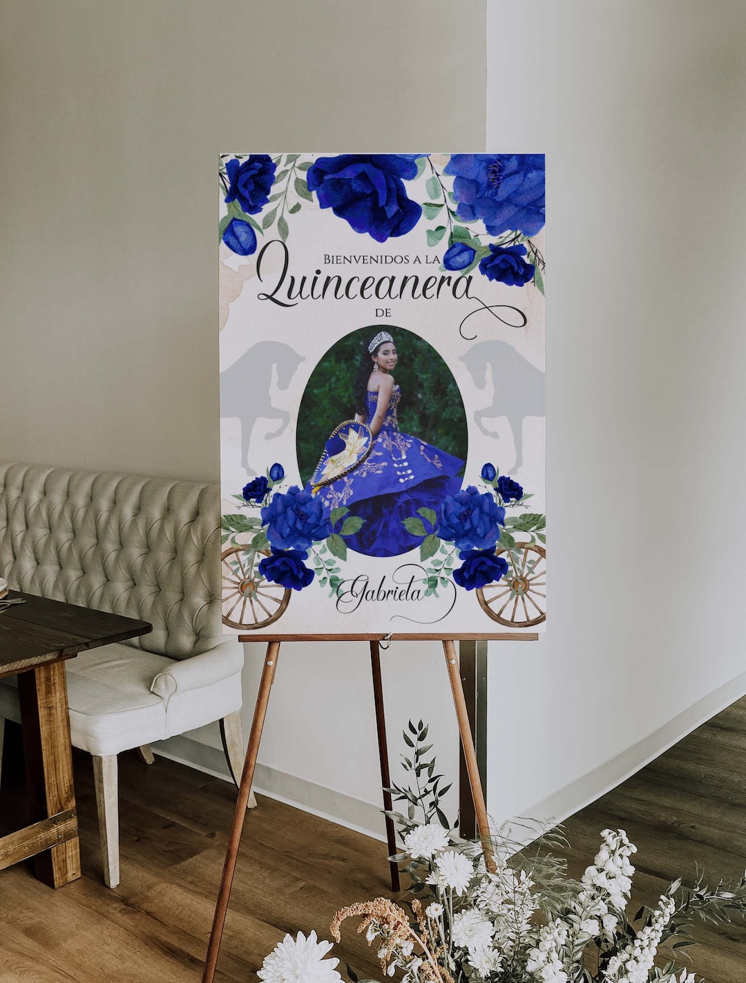 Blue Charro Quinceanera Welcome Sign, Charro Quinceanera, Blue ...