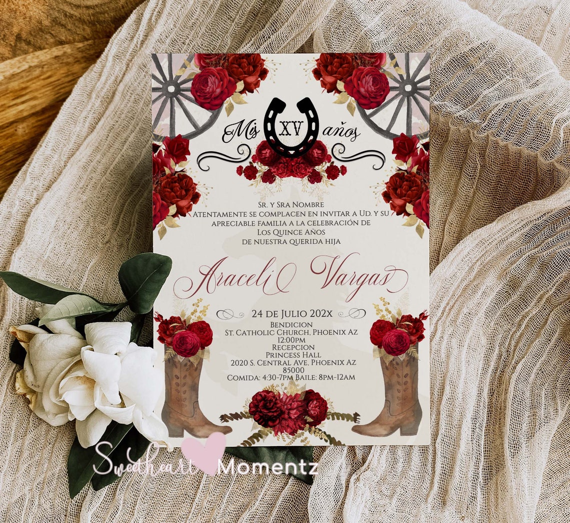 Red Charro Quinceanera Invitation Charro Quinceanera Red and - Etsy