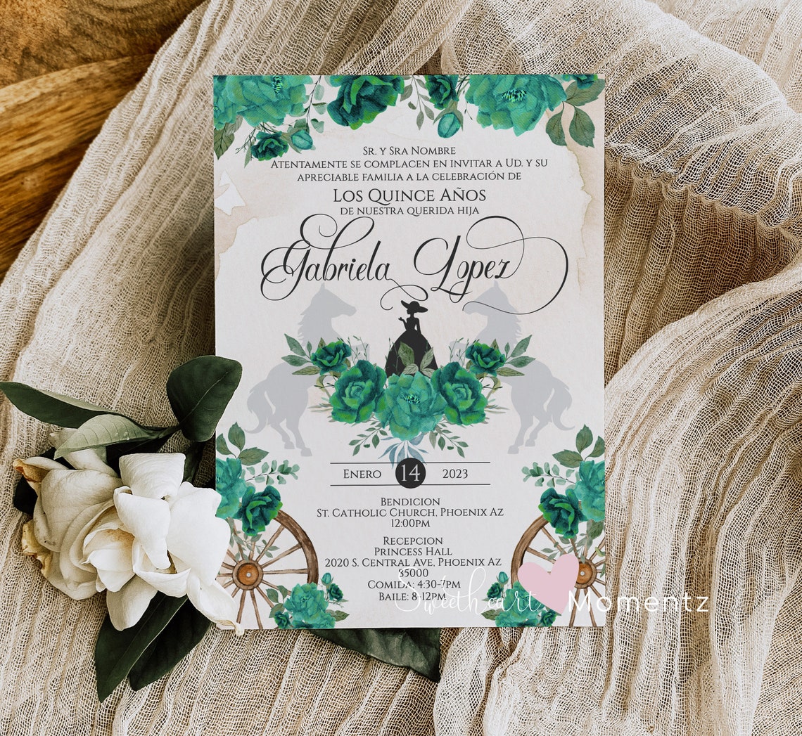Emerald Charro Quinceanera Invitation Charro Quinceanera - Etsy