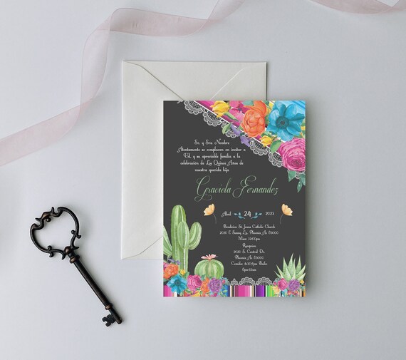 Mexican Quinceanera Invitation, Quinceanera Invitation, Invitation in ...