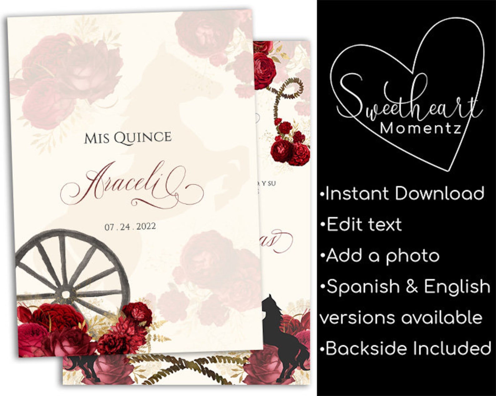 Red Charro Quinceanera Invitation Charro Quinceanera Red and - Etsy Canada