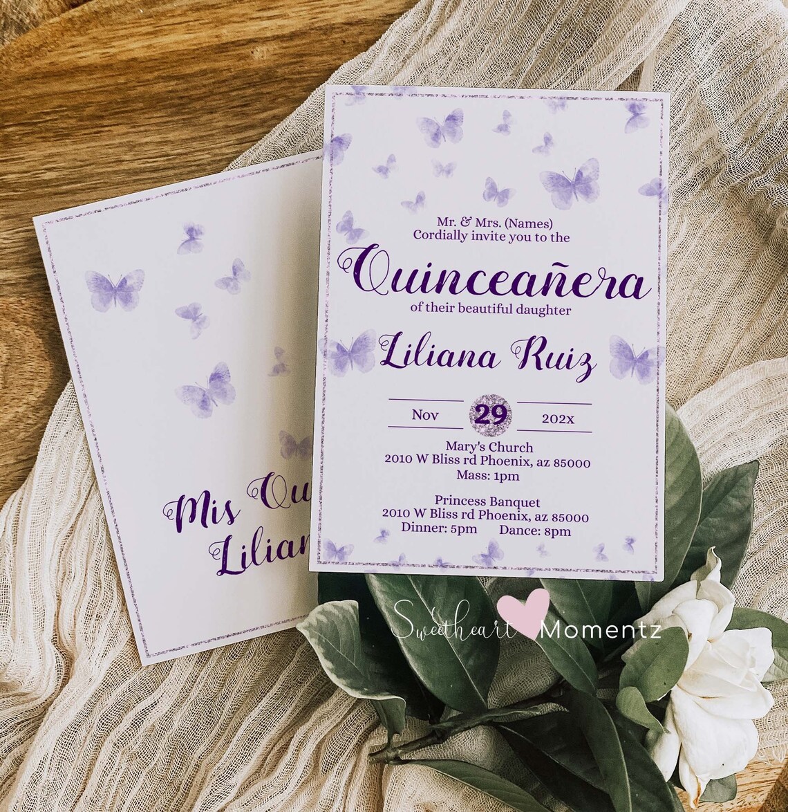 Butterfly Quinceanera Invitation Purple Quinceanera - Etsy