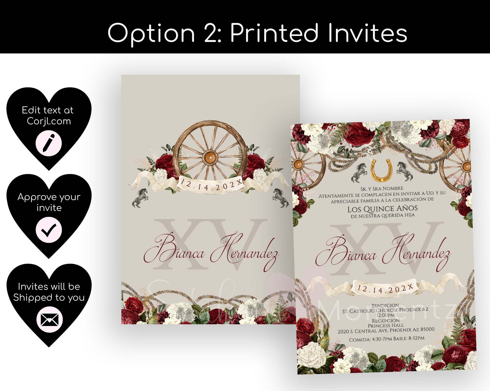 Burgundy Charro Quinceanera Invitation, Charro Quinceanera, Burgundy ...