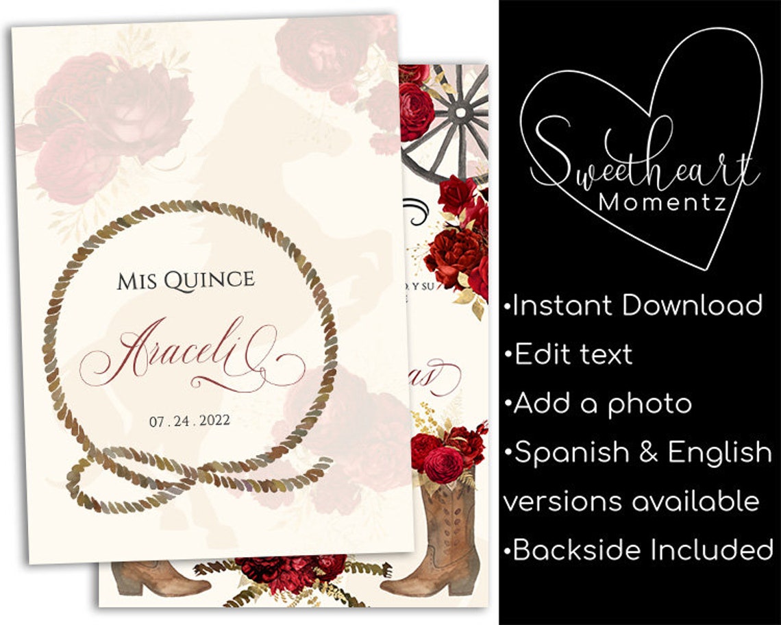 Red Charro Quinceanera Invitation Charro Quinceanera Red and - Etsy