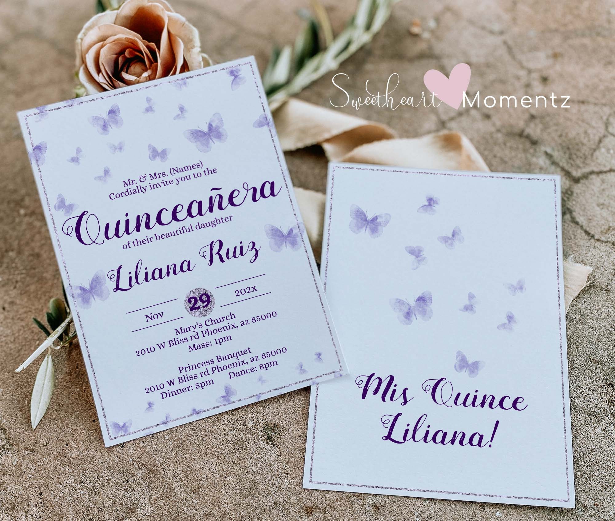 Butterfly Quinceanera Invitation, Purple Quinceanera Invitation ...