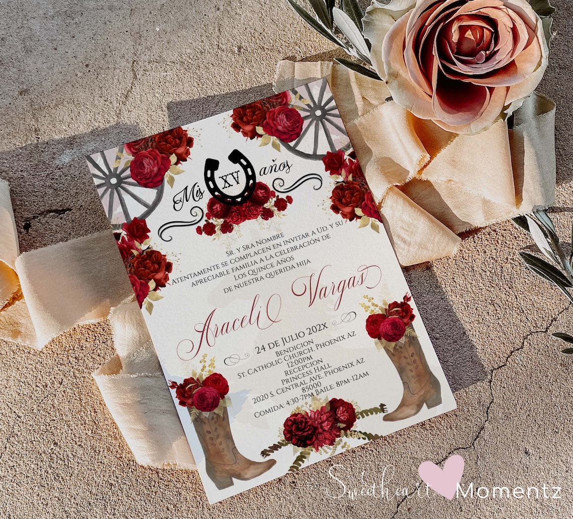 Red Charro Quinceanera Invitation Charro Quinceanera Red and - Etsy