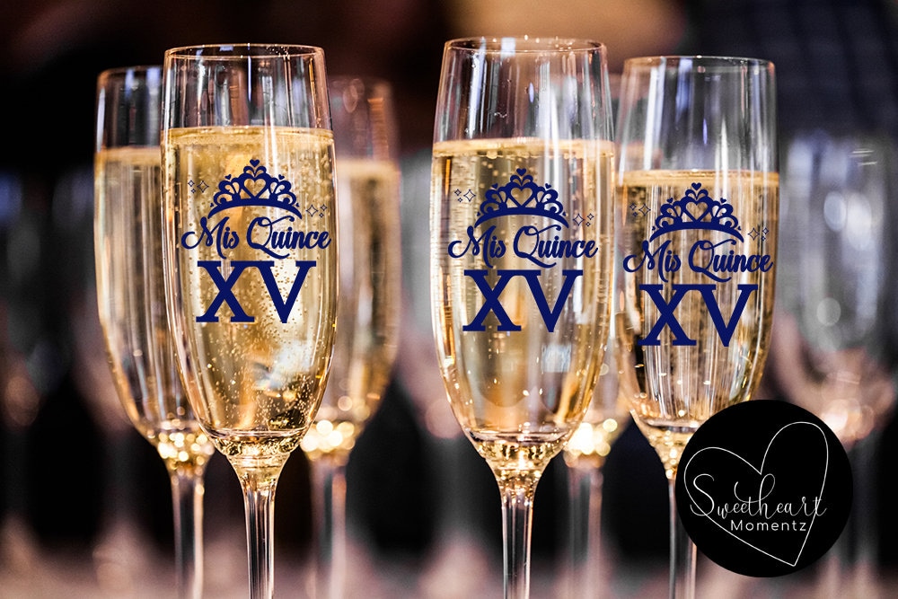 Quinceanera Champagne Glass Svg, Personlized Mis XV Anos Champagne ...