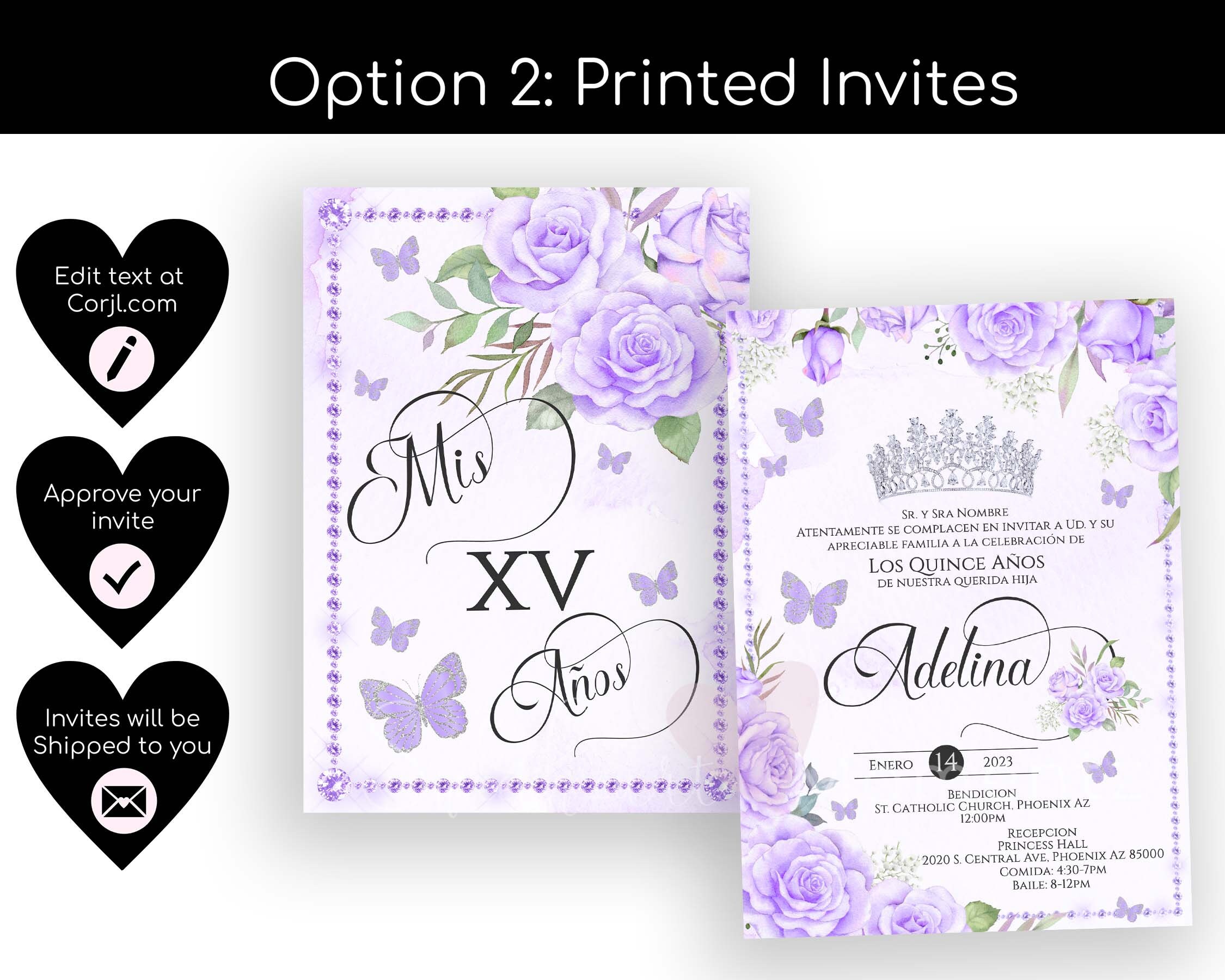 Purple and Silver Butterfly Quinceanera Invitation, Butterfly ...