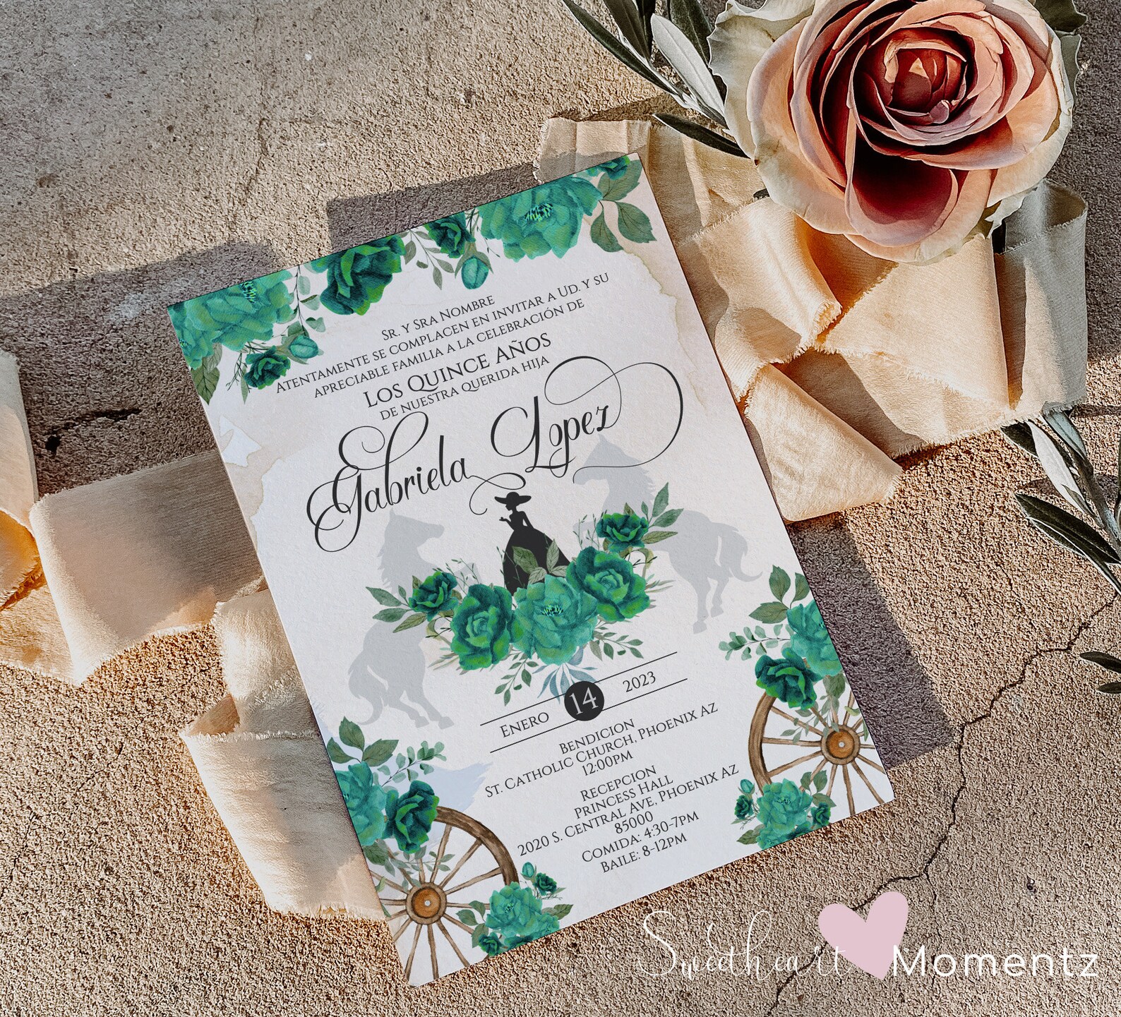 Emerald Charro Quinceanera Invitation Charro Quinceanera - Etsy