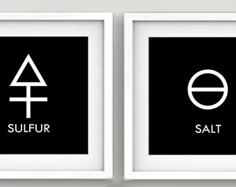 Three Alchemy Principles Symbols Print Set Sulphur Salt | Etsy