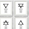 Four Elements Alchemy Symbols with Details Print Set, Fire, Water, Air ...