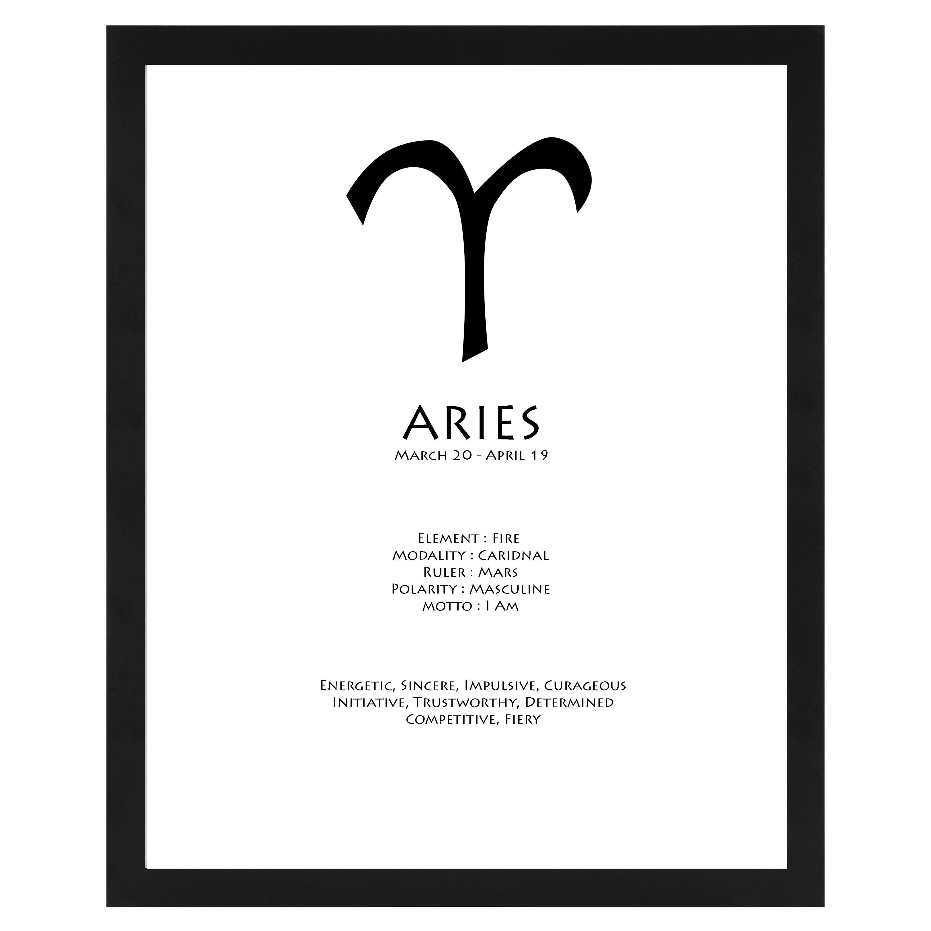 Minimal Black and White Aries Zodiac Sign - Wall Art Digital ...