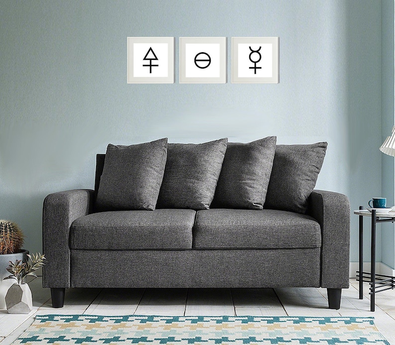 Three Alchemy Principles Symbols Print Set, Sulphur, Salt, Mercury ...