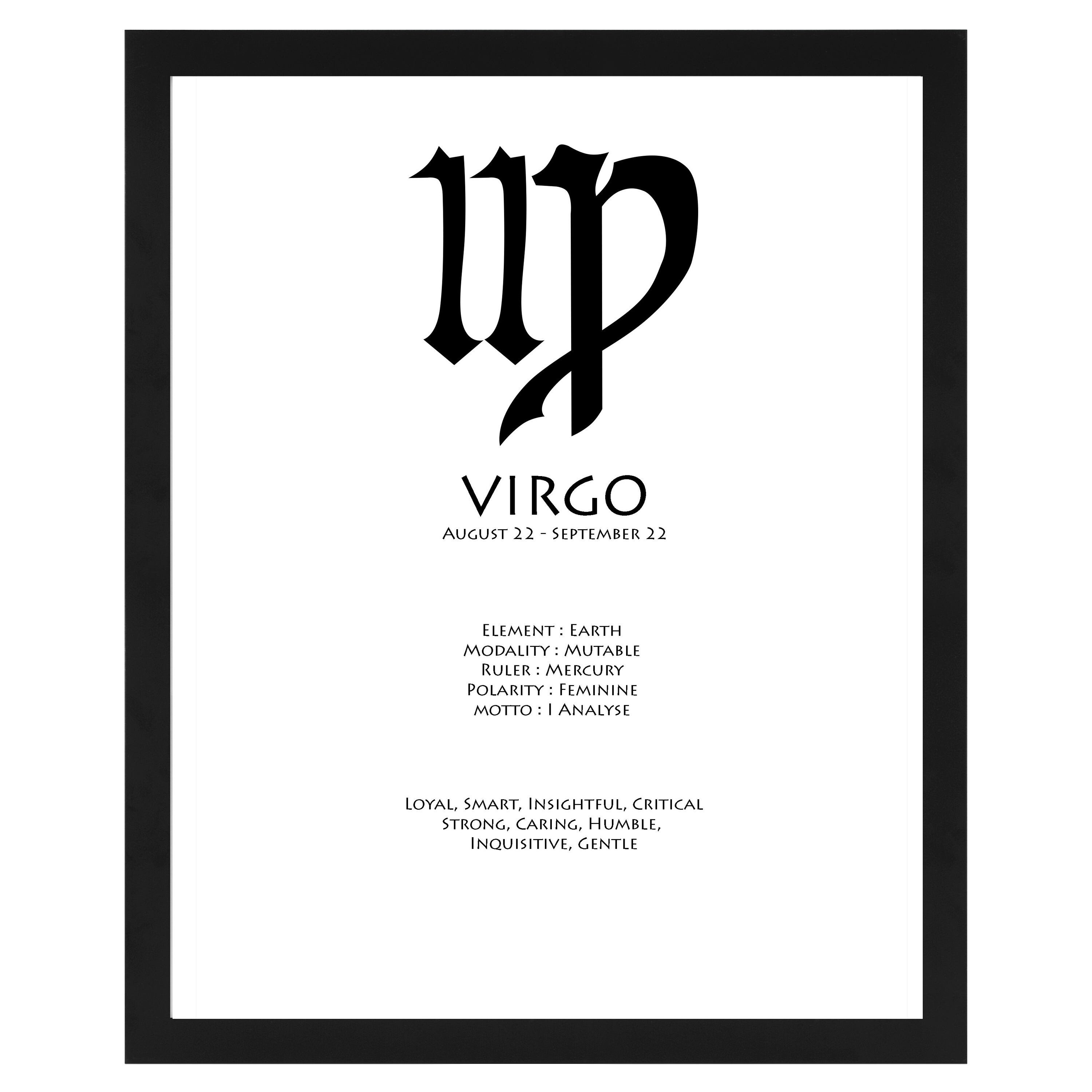 Minimal Black and White Virgo Zodiac Sign - Wall Art Digital ...