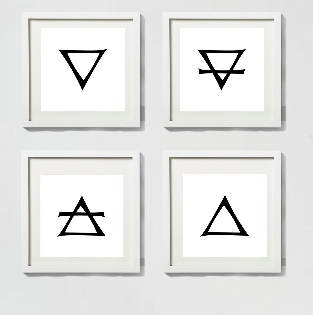 Four Elements Alchemy Symbols Set, Fire, Water, Air, Earth - Minimalist ...