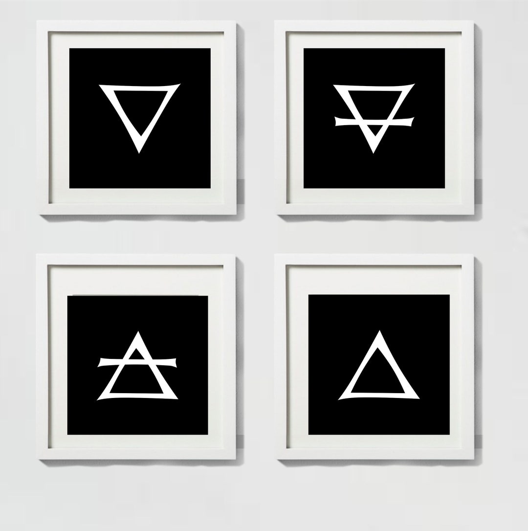 Four Elements Alchemy Symbols Set, Fire, Water, Air, Earth - Minimalist ...