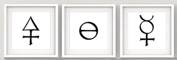 Three Alchemy Principles Symbols Print Set Sulphur Salt | Etsy