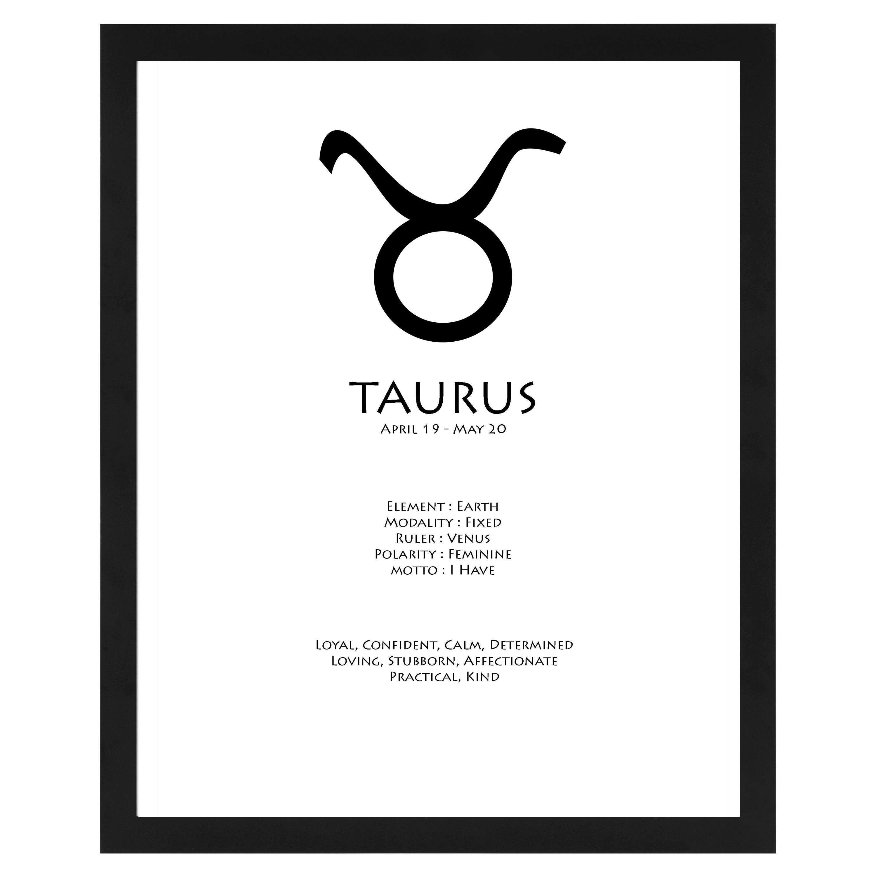 Minimal Black and White Taurus Zodiac Sign - Wall Art Digital ...
