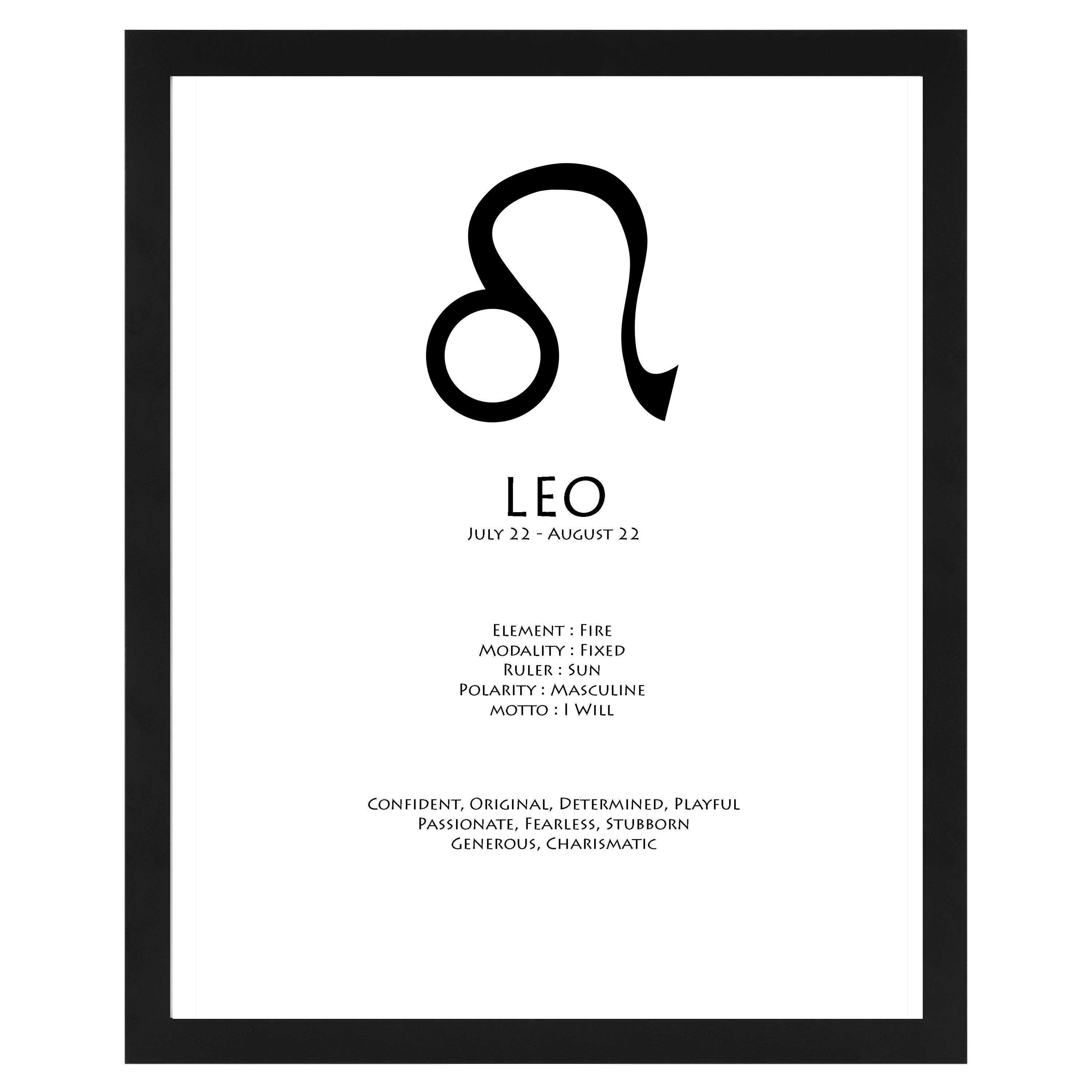 Minimal Black and White Leo Zodiac Sign - Wall Art Digital - Astrology ...