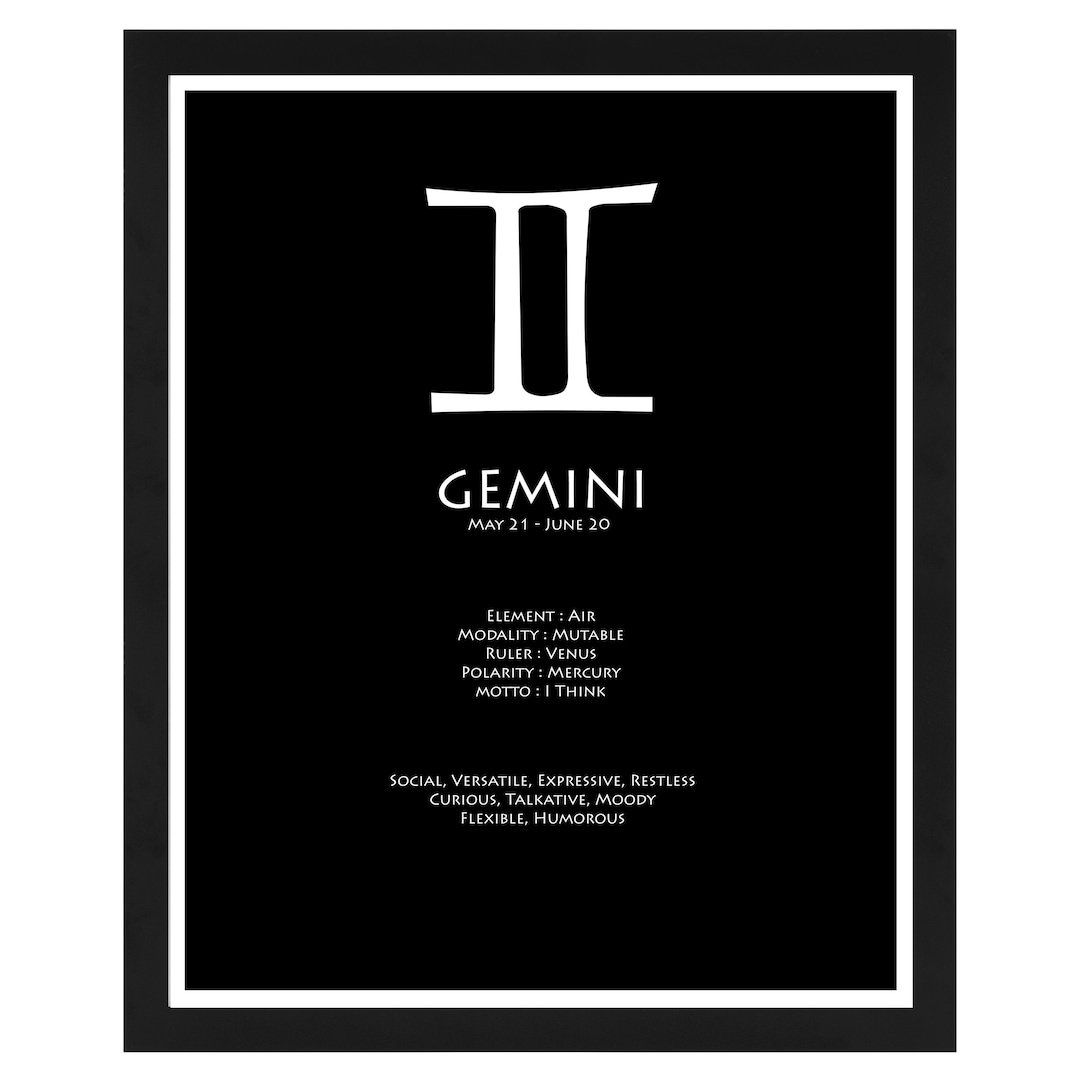 Minimale zwart-wit Gemini sterrenbeeld-Wall Art-astrologie-decor - Etsy ...