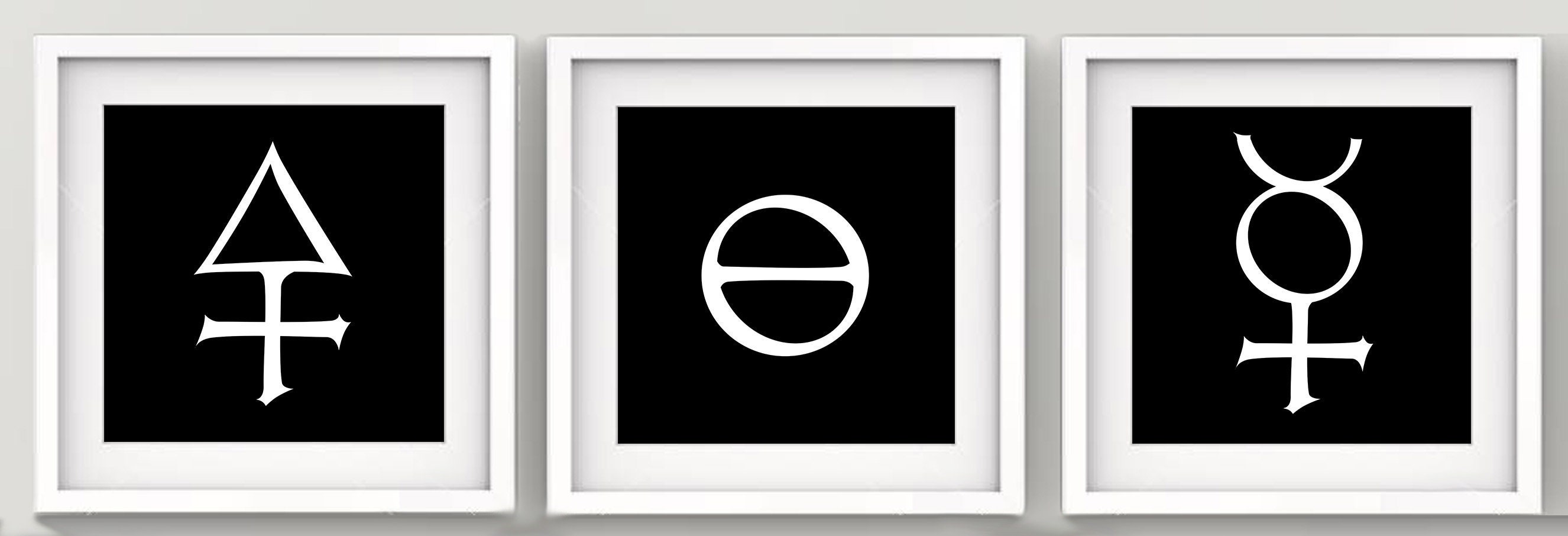 Three Alchemy Principles Symbols Print Set, Sulphur, Salt, Mercury ...